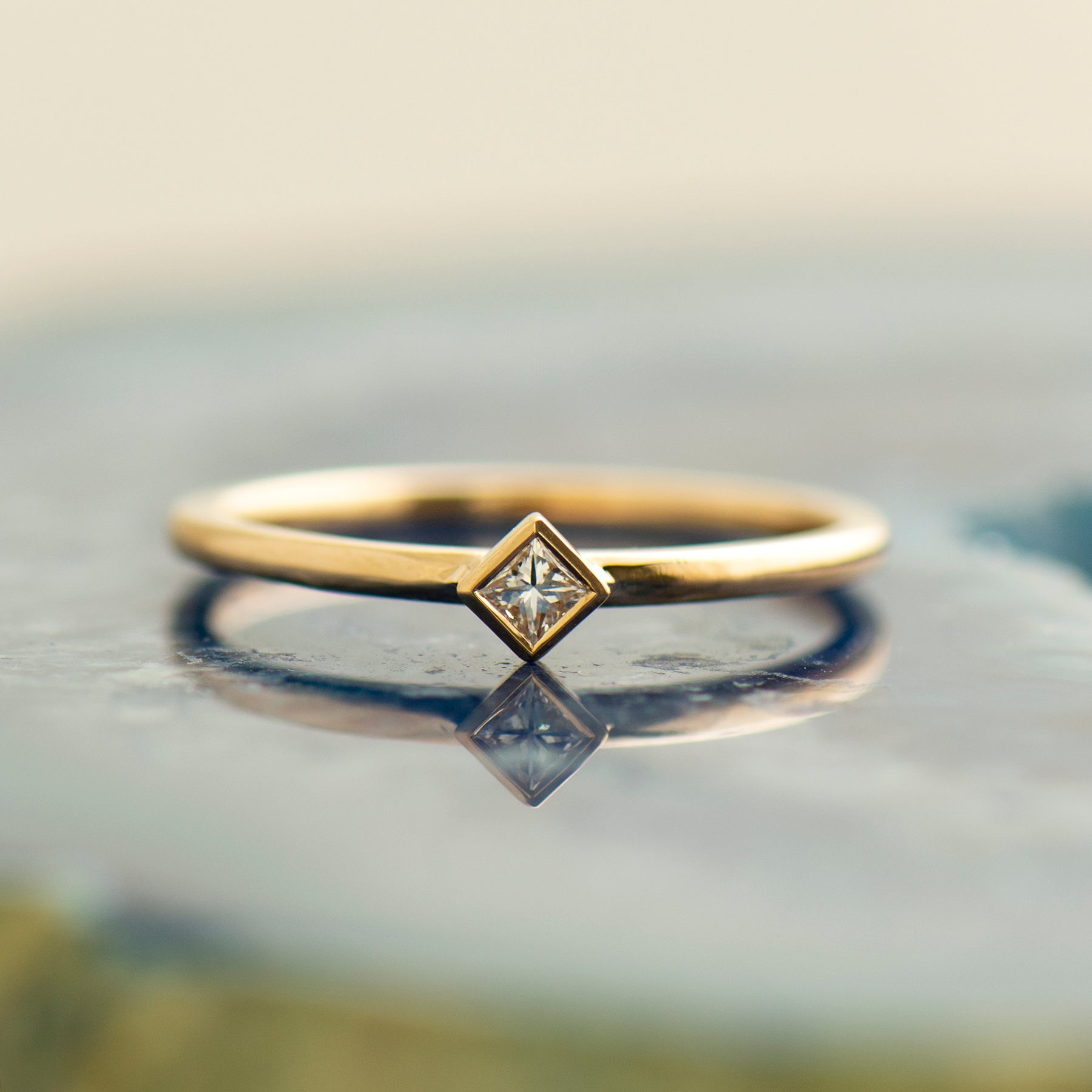 simple square diamond ring